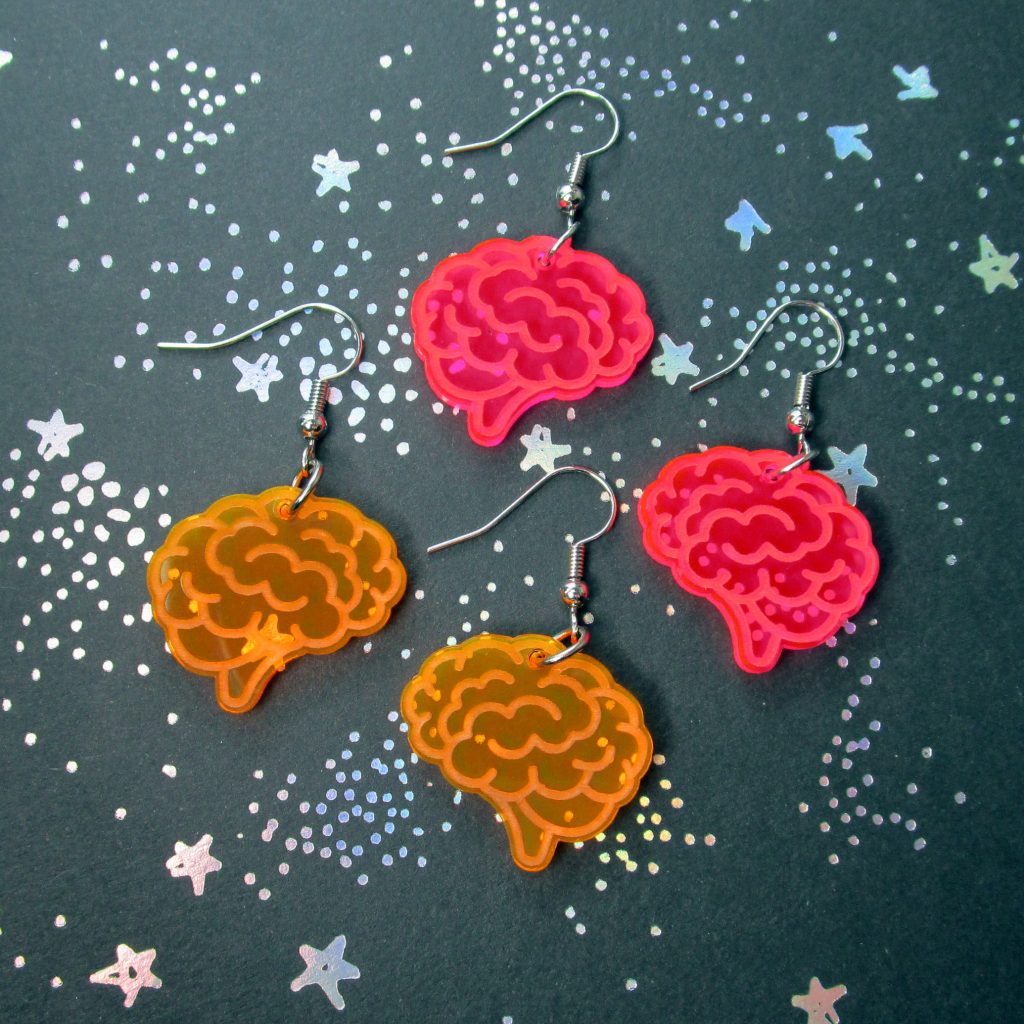 Zombie Tasty Brains Neon Dangle Earrings ⋆ It's Just So You